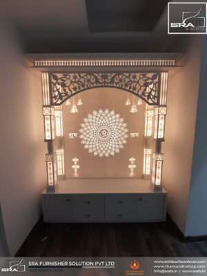 Backlit Corian Temple Wall Design - The Mandir Shop
