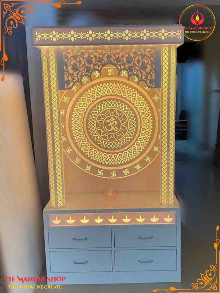 Luxury Corian Pooja Mandir With Backlight - The Mandir Shop – Premium ...